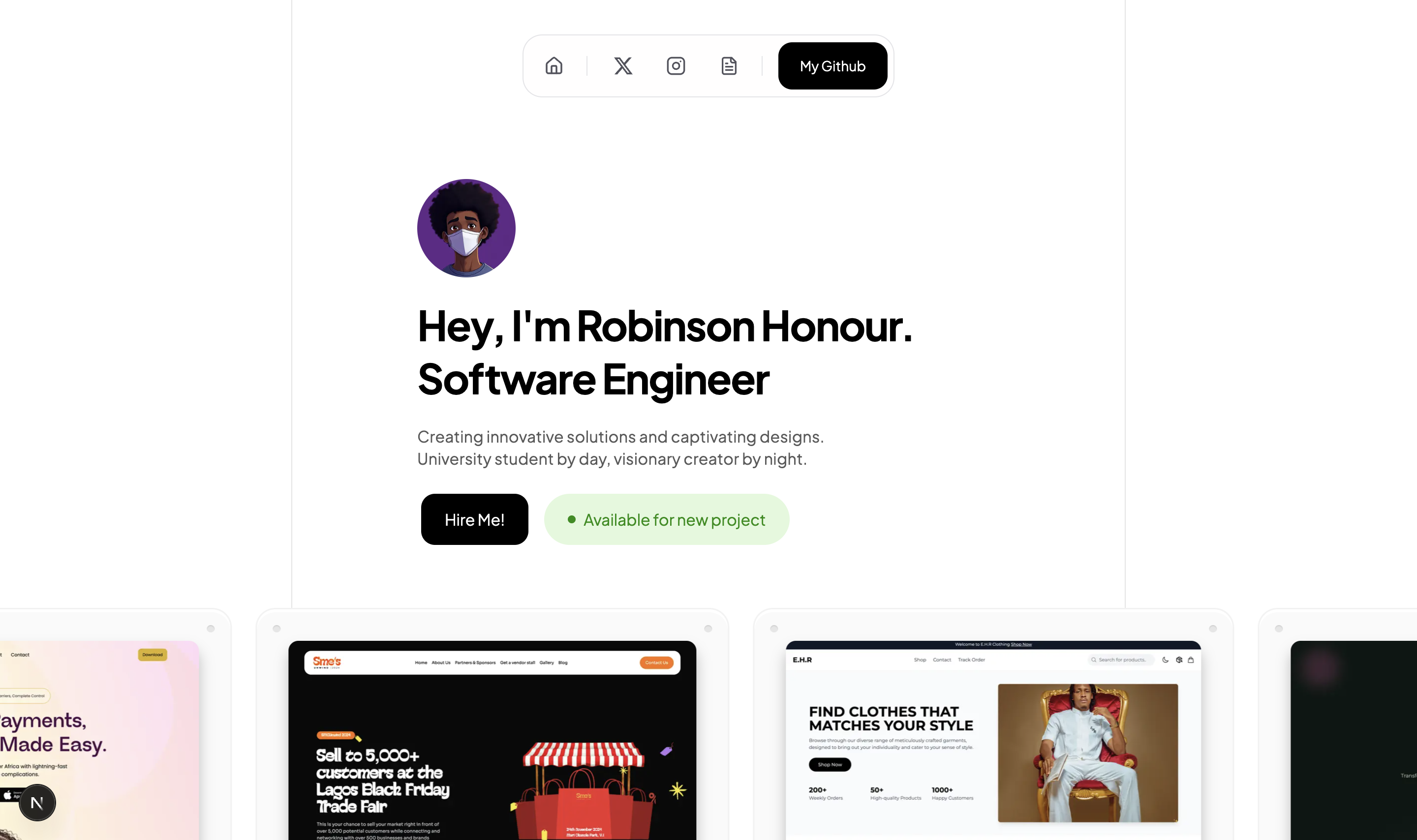 Robinson Honour - Software | Robotics Engineer